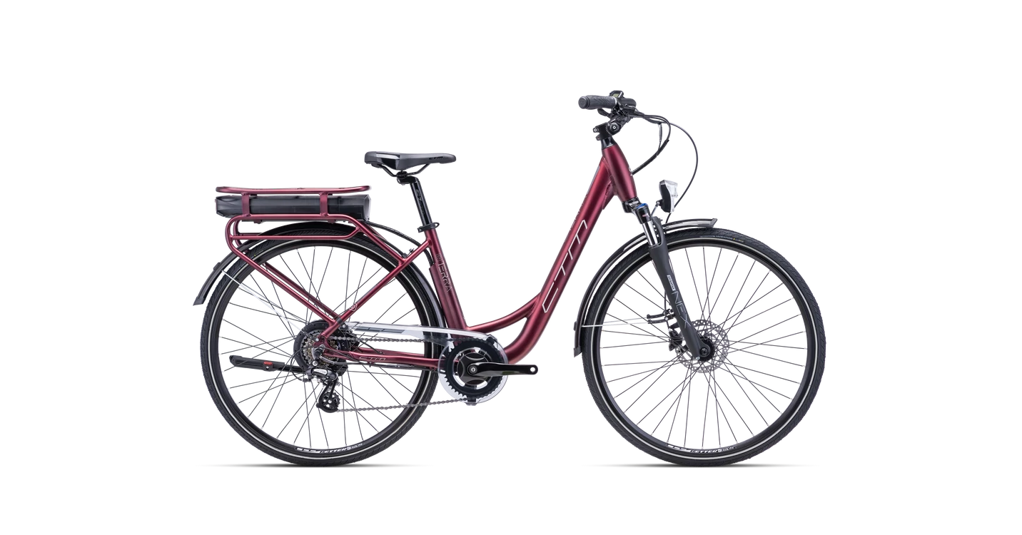 CTM E-Terra 28 női E-Bike matt burgundy-ezüst 17 | Kerékpár Webshop ...